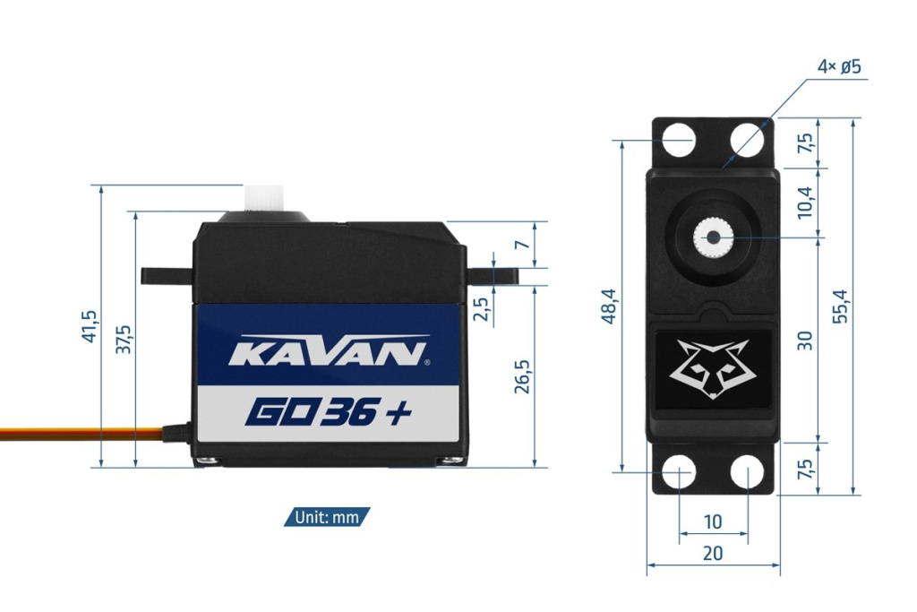 (KAV20.036P) Servo Kavan GO-36 Plus (0.14s/60°, 3.4kg/cm) | mz-racing.net - RC auta a RC modely